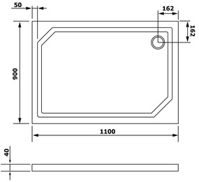 GELCO - SARA sprchová vanička z litého mramoru, obdélník 110x90x4cm, hladká, HS11090