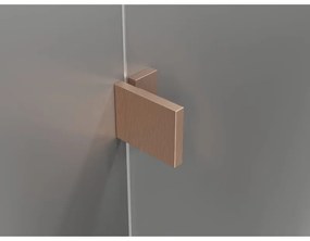 Mexen Lunar, Pětiúhelníkový sprchový kout Mexen Lunar naklápěcí doleva 100 x 100 cm, 8mm čiré sklo, profil měděná matná, 831-100L-100P-65-00-L