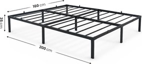 Skládací kovový rám postele Lowa 160x200 černý