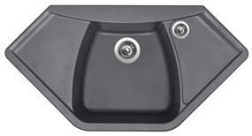 Sinks Naiky 980 Granitový dřez rohový s vaničkou a s odkapem vlevo, 98x51cm, titanium, TLNA98051072