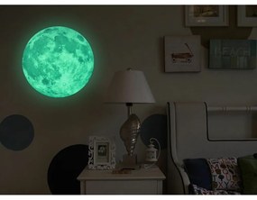 Nástěnná svítící dětská samolepka Ambiance Real Moon, ⌀ 30 cm