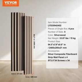 dřevěné lamelové akustické panely 20,1 × 240 cm