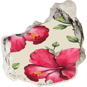 Wallmuralia Nálepka 3D díra na zeď Růžový hibiskus 75x75 cm