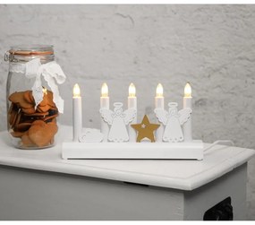 Bílý svícen Star Trading Angels, výška 15 cm