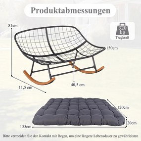 Costway Houpací křeslo se silným polštářem Velké houpací křeslo Pojme až 320 kg