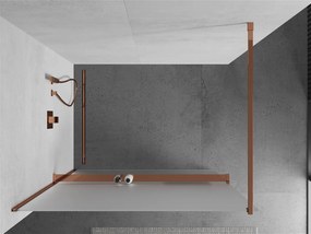 Mexen Kioto+, sprchová zástěna s poličkou a držákem na ručníky 140 x 200 cm, 8mm sklo námraza, profil růžové zlato, 800-140-121-60-30