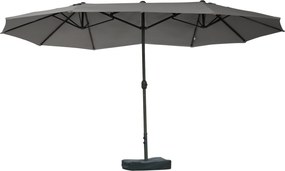 Outsunny Dvojitý slunečník 455 x 265 cm, sluneční stínění s UV ochranou a kličkou, balkonový slunečník, plážový slunečník, větruodolný slunečník pro o