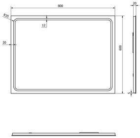 Sapho, GEMINI LED podsvícené zrcadlo 600x800mm, GM060