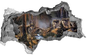 Wallmuralia Díra 3D fototapeta nálepka Smečka vlků 95x73 cm