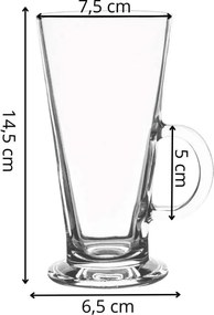 Skleněný hrnek na kávu 280 ml SPRINGOS MOKA sada 6 ks