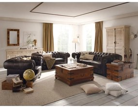 Massive home | Luxusní sedací souprava Chesterfield z pravé kůže - hnědá