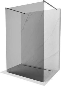 Mexen Kioto, sprchová zástěna Walk-In 110 x 200 cm, 8mm šedé sklo, grafitový profil, 800-110-002-66-40