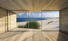 Fototapeta - Výhled na oceán a pláž (254x184 cm)