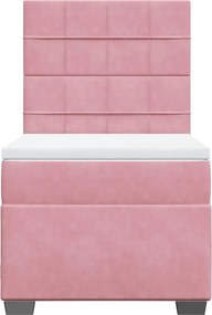 Box spring postel s matrací růžová 90x200 cm samet 3290815