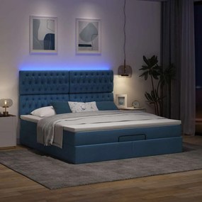 Osmanský rám postele s matrací modrá 160x200cm textil 3314106