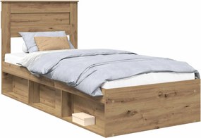Rám postele Umělecký dub 100 x 200 cm Masivní borové dřevo 3409798