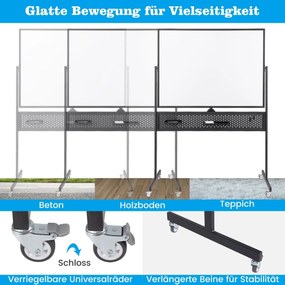 Costway Oboustranná mobilní tabule s kolíčkem, kolečky a stojanem – 120 × 90 cm