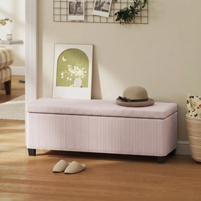 HOMCOM úložná lavice 84 l, růžová, manšestr, 112 × 42 × 40 cm
