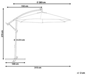 Zahradní deštník LED, ⌀ 285 cm, béžový CORVAL Beliani