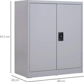 Vinsetto Mobilní skříň s nastavitelnou policí a bezpečnostním zámkem pro domácí kancelář, garáž, ocel 80x40x92,5 cm šedá