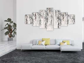 Obraz - Vrbové větvičky v šedé omítce (210x100 cm)