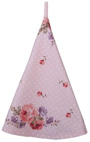 Růžová kulatá utěrka s růžemi Dotty Rose – 80 cm