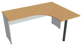 Stůl ergo levý 160*120 cm - Hobis Gate GE 60 L Dekor stolové desky: buk, Dekor lamino podnože: šedá, Barva nohy: černá