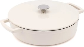 Elmich Smaltovaný litinový nízký hrnec Ember 28 cm - krémově bílá