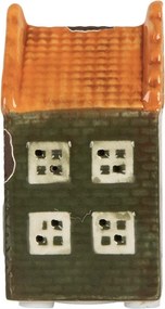 Zelený keramický LED domek Lamont - 4*4*8 cm