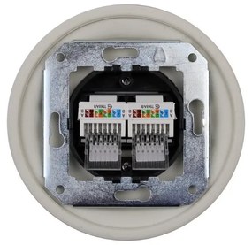 Elhard Kulatá keramická zásuvka 2xRJ45, bílá KV2022W