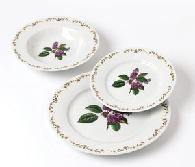 Porcelánová jídelní sada LEA Lilac 18 ks bílá/fialová