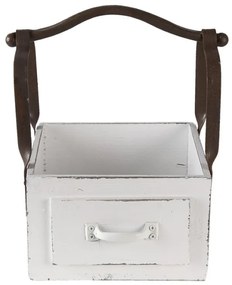 Bílá dřevěná retro bedýnka s rukojetí – 24x19x28 cm