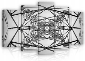 Obraz 100x60 Vysokonapěťový sloup věž linie geometrie ocel energie
