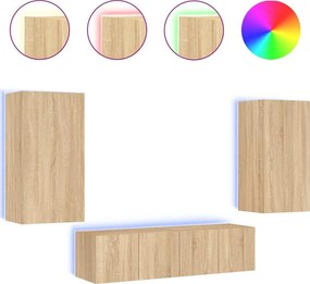 vidaXL 4dílná obývací stěna s LED kompozitní dřevo [3216848] Barva: kouřový dub