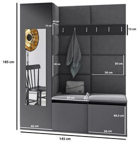 Eka Předsíňová stěna s čalouněnými panely Trinity 14 - Bílá / Béžová 2304