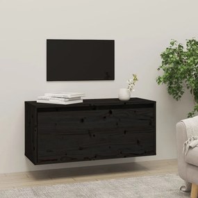 Nástěnná skříňka černá 80 x 30 x 35 cm masivní borové dřevo