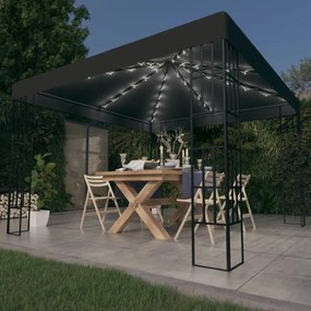 Altán se světelnými LED řetězy 3 x 3 m antracitový 3070322