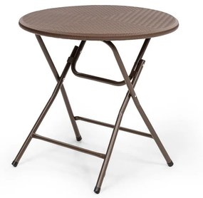 Burgos round, skládací stůl, polyratan, 80 cm Ø plocha stolu, 4 osoby, hnědý