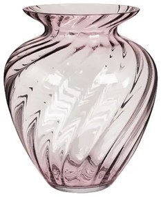Skleněná váza růžová kroucená