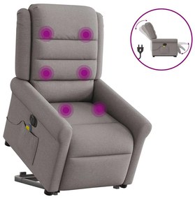 Elektrické zvedací masážní polohovací křeslo taupe textil 3303351