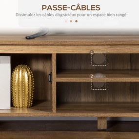 HOMCOM 43" Televizní Stojan v Průmyslovém Designu s 2 Skříňkami, 2 Nikami, 2 Otvory na Kabely, Dřevěným Povrchem a Černými Kovovými Dveřmi | Aosom