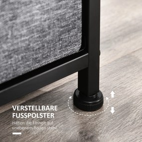 HOMCOM Komoda s 8 textilními zásuvkami, úložná skříň s úchyty, kovový rám, moderní design do ložnice a obývacího pokoje v tmavě šedé barvě