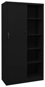 Kancelářská skříň s posuvnými dveřmi černá 90x40x180 cm ocel - Default Title