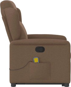 Zvedací masážní polohovací křeslo hnědé textil 3303148