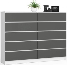 Komoda K160 10SZ bílá/grafitová šedá
