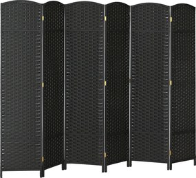 HOMCOM Skládací rozdělovací stěna 6-panelová 240x170 cm - Záclona pro soukromí do obývacího pokoje, ložnice, kanceláře - černá | Aosom