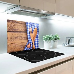 Skleněné deska do kuchyně Dřevěné příbory 60x52 cm