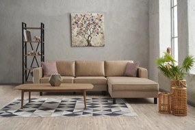 Hanah Home Sametová pohovka KALE krémová pravá 825BLC2724
