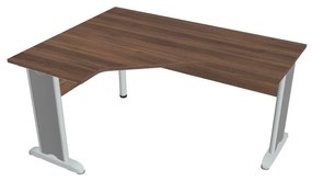 Stůl ergo lomený pravý 160×120/60 cm - Hobis Cross CEV 60 P Dekor stolové desky: ořech, Dekor lamino podnože: ořech, Barva nohou: Stříbrná