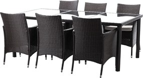 Zahradní sestava k sezení GARDENA I | stůl + 8 židlí křesílek | umělý ratan | béž./hnědá | ABI3654